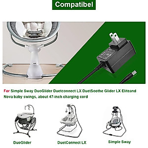 5V Baby Swing Replacement AC Adapter Power Cord Compatible for Graco Swing, Simple Swing, Glider LX, Glider Elite, Glider Petite LX, Sweetpeace, Sweet Snuggle, DuetConnect LX, DuetSoothe(Black)