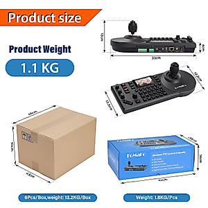 FoMaKo PTZ Controller PoE 3" LCD Screen Preview, 4D Joystick PTZ Camera Controller for Church Live Service Education, Visca PELCO D/P RS232 RS485 (No NDI License) (KC608 Pro)