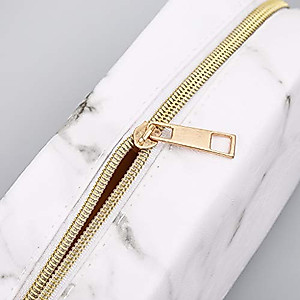 Oranmay Large Cute Pencil Case Pen Box Zipper Bags Marble Makeup Storage Supplies