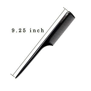 LUXXII (4 Pack) 9.25" Sturdy Rat Tail Comb Fine-tooth Hair Comb with Thin and Long Handle (Black and Brown)
