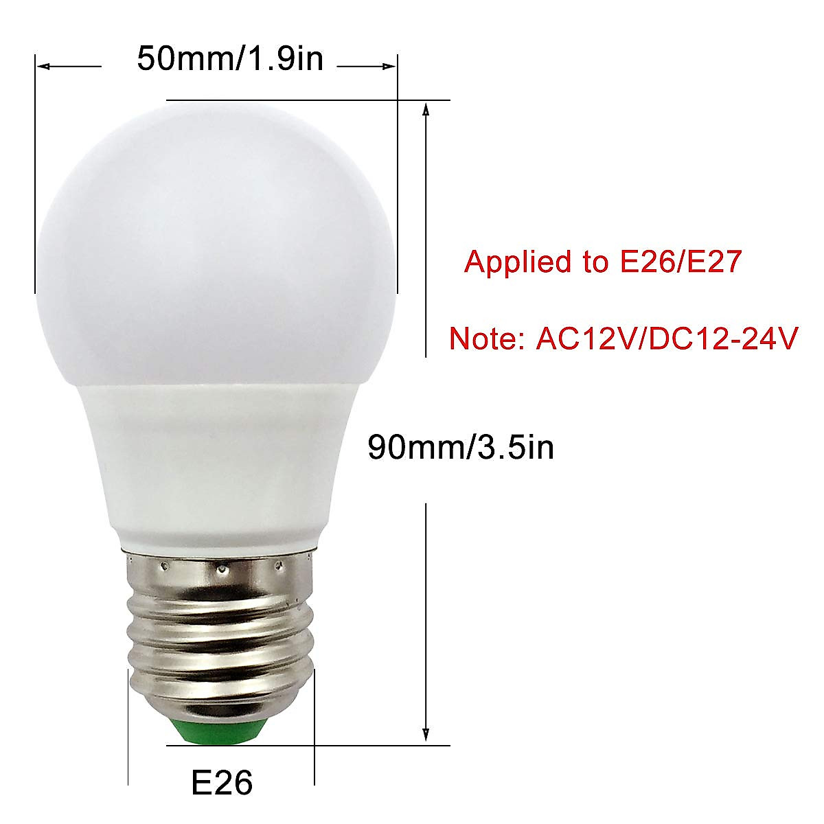 E26 12V Low Voltage LED Light Bulbs Warm White 3000K, E27 Edison Standard Screw Base lamp 3W 12-24V 35W Equivalent Halogen for Off-Grid Solar System Lighting, RV, Solar Panel Project, Pack of 3