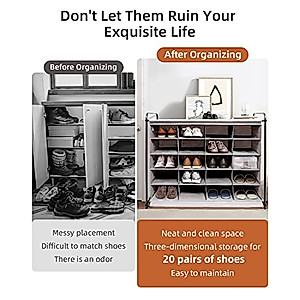 MULISOFT 20-Grid Shoe Rack Organizer Large Capacity, Shoe Cubby for Better Shoe Care, Space-saving Cubby Shoe Rack, Shoe Organizer Cubby Easy to Move for Entryway, Closet, Dormitories, Garage, Grey