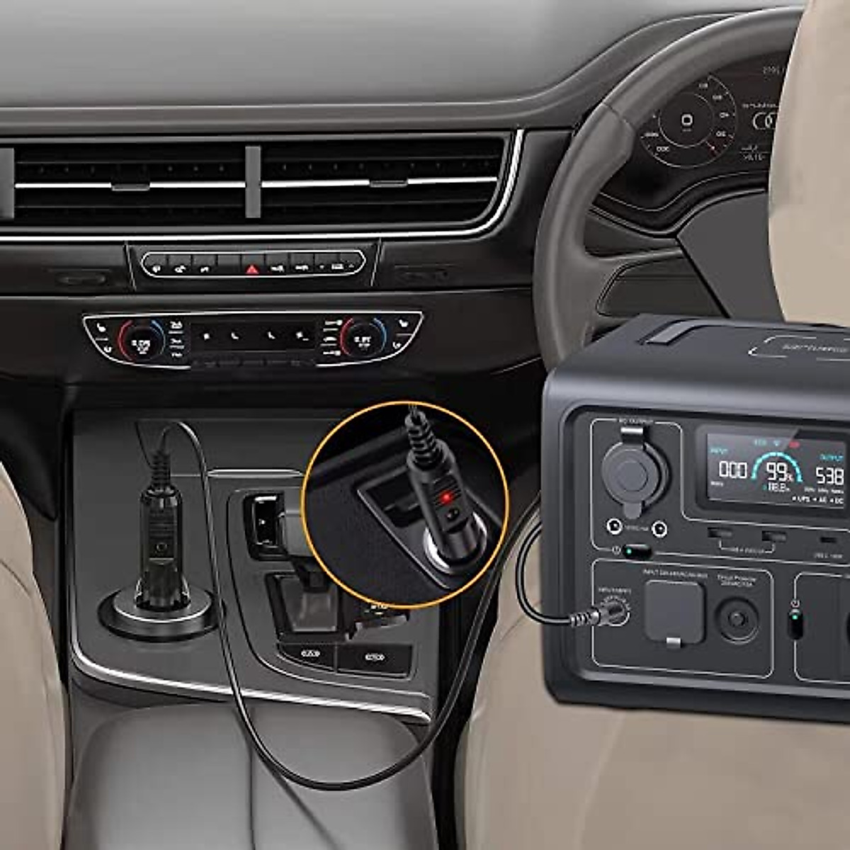 MJPOWER Car Charger Compatible with BLUETTI Car Charging Cable EB3A / EB70 / EB70S Portable Power Station 6.6 Feet 16AWG UL Certified DC Power Cord & 15A Fuse