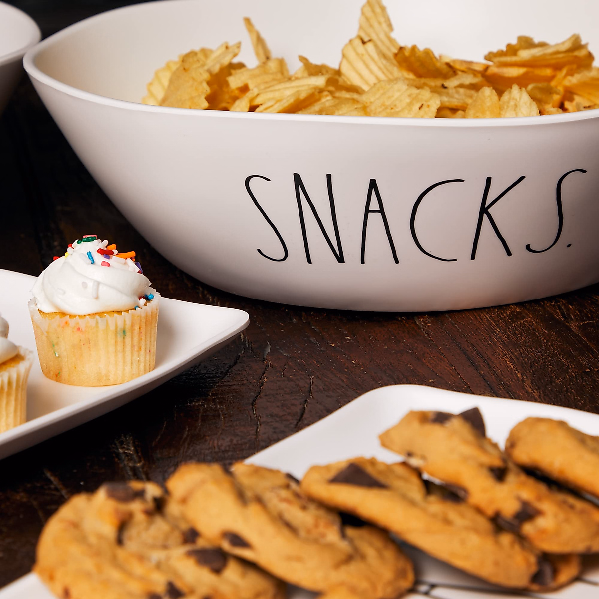 Rae Dunn Melamine Bowl Sets - Durable Dishwasher Safe Dinner/Cereal Bowls Set of 2 (12 inch) Bowl Set for Soup, Cereal, Pasta, Salads