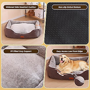 HOOPET Dog Bed for Small Dog Sofa Bed for Indoor Cats Sofa with Reversible Cushion Tear Resistant Small Dog Bed Washable with Removable Cover Puppy Bed for Small Dogs, 25.6"x 19.7", Brown
