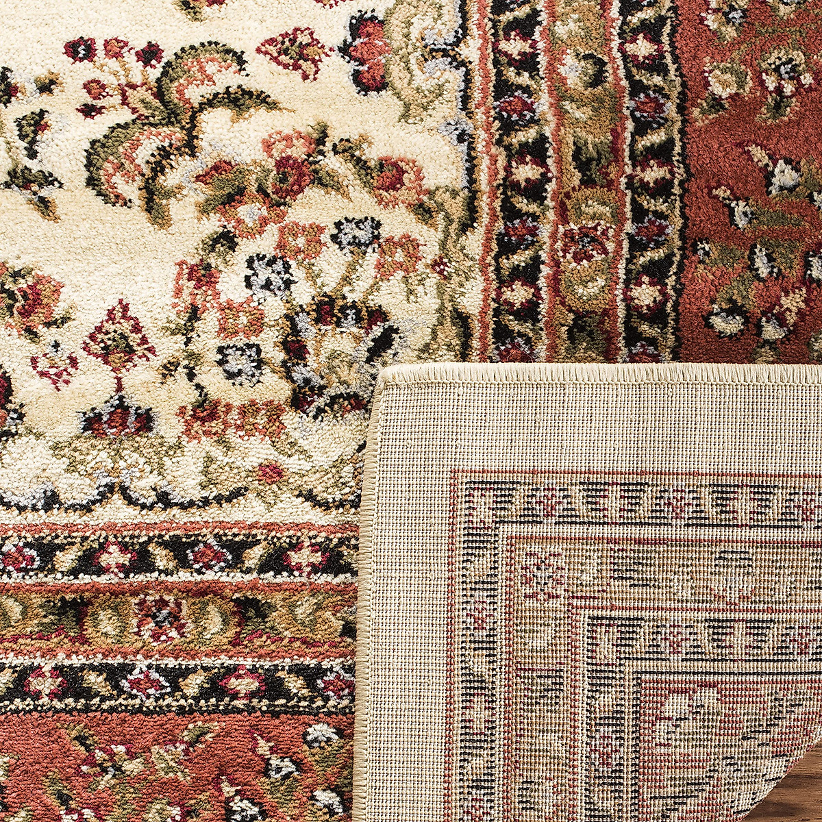 SAFAVIEH Lyndhurst Collection Area Rug - 9' x 12', Ivory & Rust, Traditional Oriental Design, Non-Shedding & Easy Care, Ideal for High Traffic Areas in Living Room, Bedroom (LNH331R)