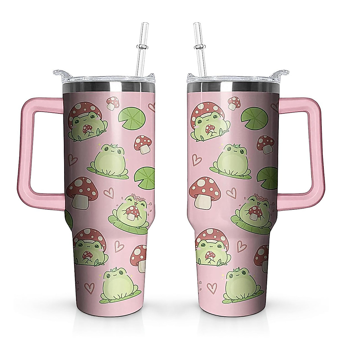 wxmbdzq 40 oz Frog Tumbler with Handle and Straw Lid,Leak Proof Travel Stainless Insulated Tumbler,Cup Holder Friendly,Perfect for Outdoor Travel Car and Sports