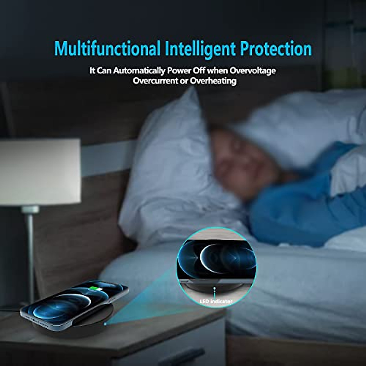 Natural Limestone 15W Wireless Charger, bhipo Fast Wireless Charging Pad, Compatible with iPhone 13/13Pro/13Pro Max/12/12 Pro/SE 2020/11, Samsung Galaxy S21 S20 Note 10, AirPods Pro(No AC Adapter)