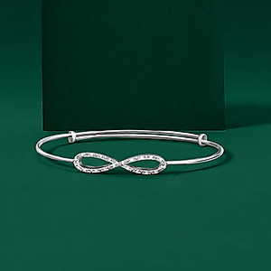 Ross-Simons Diamond-Accented Infinity Symbol Bangle Bracelet in Sterling Silver