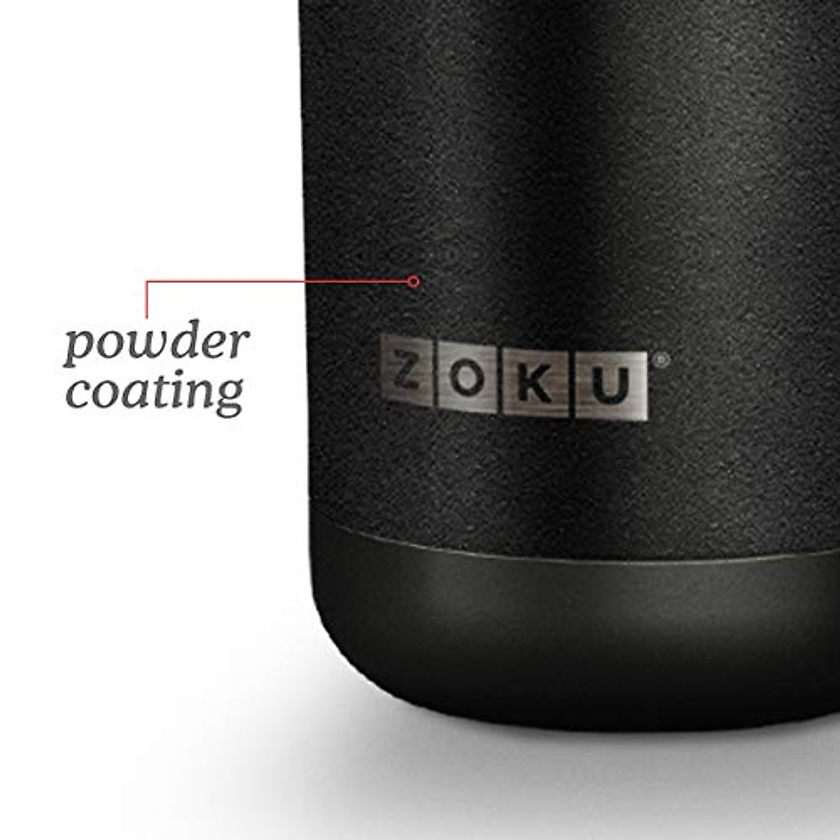 Zoku 12oz Powder Coated Tumbler, White | Premium Stainless Steel and Vacuum Insulated | Special Rotating Lid Designed for Sipping and Straw Use