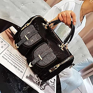ZHANGYING Shiefer Large Capacity Rhinestone Bag, Sequin New Ladies One Shoulder Messenger Casual Versatile Handbag Women, bags and clutches for women (Black)