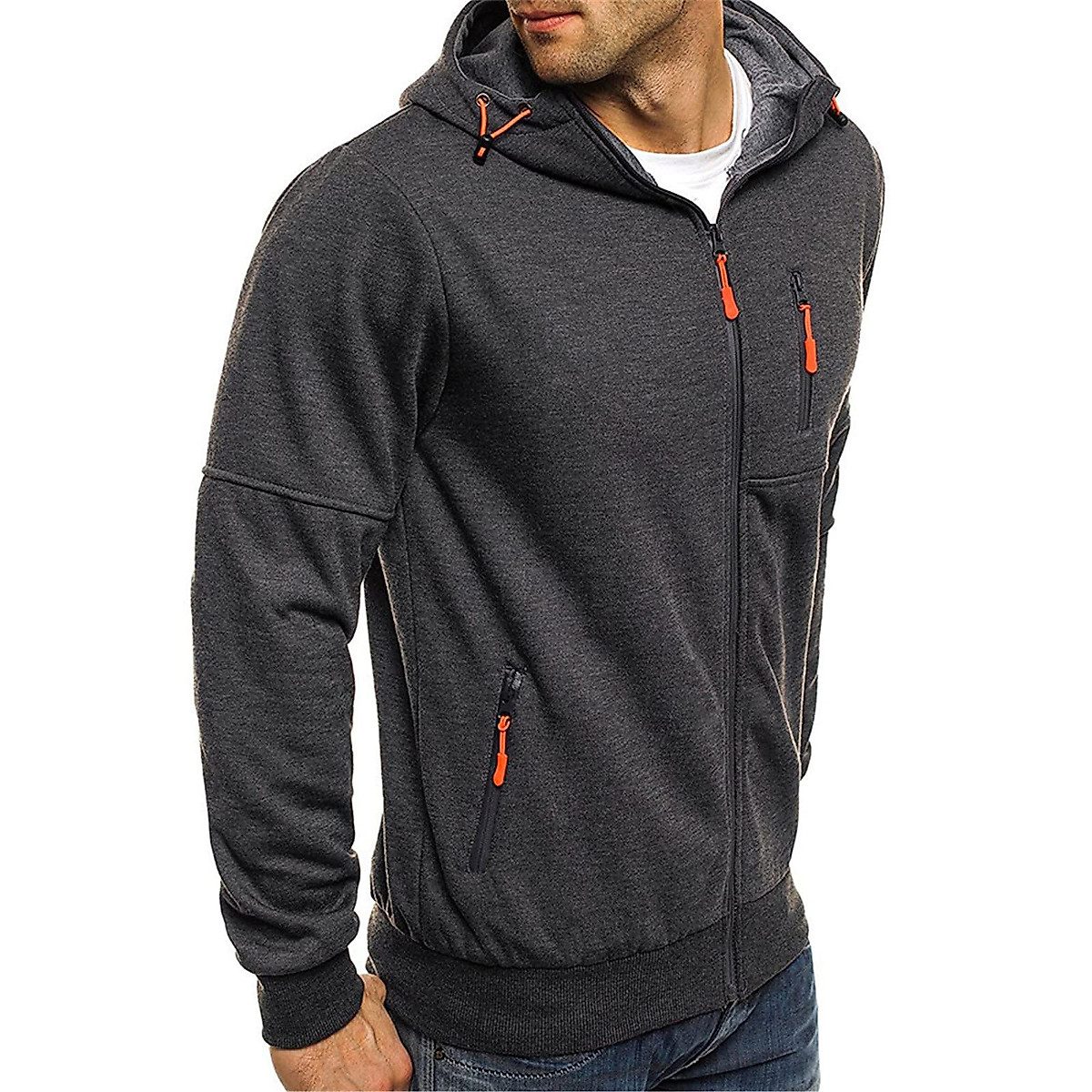 Orders Men's Hoodies Zip Up Lightweight Casual Sweatshirts Jackets Long Sleeve Sport Outdoor Pockets Hoodie Trendy Clothes Generic