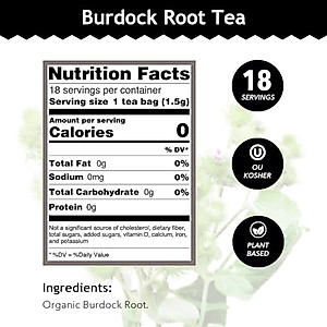 Buddha Teas - Burdock Root - Organic Herbal Tea - For Health & Wellbeing - With Antioxidants, Minerals & Vitamin C - Caffeine Free - 100% Kosher & Non-GMO - 18 Tea Bags (Pack of 1)
