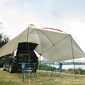 Vilemoon Waterproof Car Awning Sun Shelter, SUV Tailgate Shade Awning Tent with Both Sides,Portable Auto Canopy Camper Trailer Sun Shade for Camping, Outdoor (Brown)