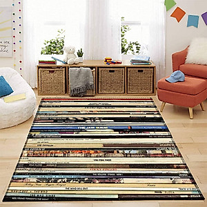 Area Rugs Classic Rock Vinyl Records Baby Rug for Crawling Kids Play Mat Room Decor Carpet Gift Game Floor Non-Slip Pad Yoga Mats Throw Rugs, 45 x 70 inch