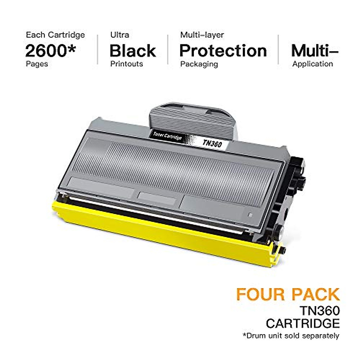 E-Z Ink(TM) Compatible Toner Cartridge Replacement for Brother TN330 TN360 TN-330 TN-360 High Yield Compatible with DCP-7040 DCP-7030 MFC-7840W HL-2140 MFC-7340 MFC-7440N HL-2170W HL-2150N (4 Black)