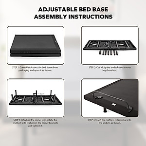 EGOHOME Split King Adjustable Bed Base Frame and 14 inch Memory Foam Mattress, Independent Head and Foot Incline Electric Foldable Metal Bed Base Electric, Wireless Remote,Zero Gravity