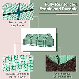Outsunny 9' x 3' x 3' Portable Mini Greenhouse Outdoor Garden with Large Zipper Doors and Water/UV PE Cover, Green