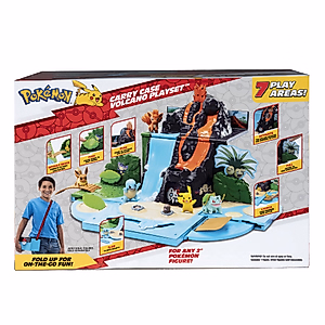 Pokémon Carry ‘N’ Go Volcano Playset with 4 Included 2-inch, Pikachu, Charmander, Bulbasaur, and Squirtle - Bring Everywhere - Playsets for Kids and Pokémon Fans - Amazon Exclusive