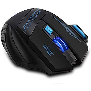 zelotes Wireless Mouse,2400DPI,7 Buttons,2.4G Computer Mouse,USB LED Wireless Gaming Mouse for Laptop,Ergonomic Mouse for PC,Mac,Black