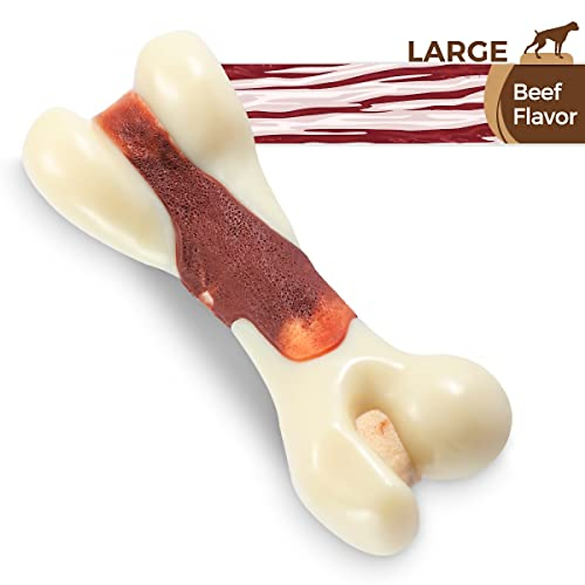 Indestructible Dog Chew Toys for Aggressive Chewers, Tikaton Beef Flavor Durable Dog Teething Chew Toys Bones for Large / Medium / Small Puppies…
