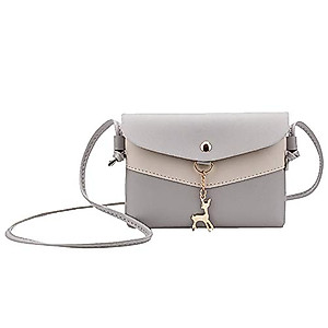 Leather Shoulder Bag for Women Fawn Pendant Messenger Women Phone Bag Crossbody Tote Shoulder Bags for (Grey, One Size)