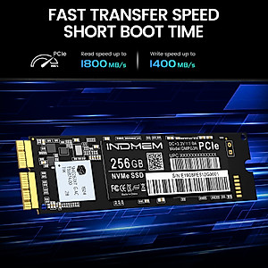 INDMEM NVMe PCIe SSD 256GB 3D TLC NAND Flash Hard Drive Replacement for Mid 2013-2017 MacBook Air, Late 2013 - Mid 2015 MacBook Pro Retina, Late 2013-2017 iMac, 2013 Mac Pro, 2014 Mac Mini