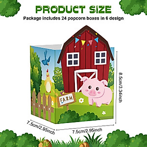 Pajean 24 Set Farm Birthday Party Supplies Farm Animal Popcorn Boxes Farmhouse Birthday Snack Treat Goodie Boxes for Baby Shower Farm Birthday Party
