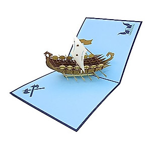 PopLife Norse Viking Ship 3D Pop Up Card for All Occasions - Happy Anniversary Pop Up Father's Day Card, Pop Up Birthday Card for Men, Retirement Card - for Dad, for Husband, for Son, for Grandpa