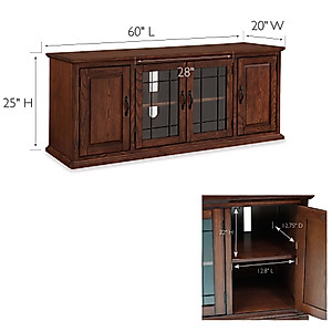 Leick Home 80360 Leaded Glass TV Stand For 65" TV's, Burnished Oak