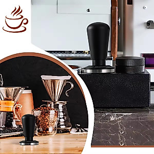 AMESEDAK 53.3mm Espresso Tamper, Premium Barista Tamper with Calibrated Spring, 23lb Coffee Tamper with Anodized Aluminum Handle & Stand for Espresso Coffee Machine (Black)