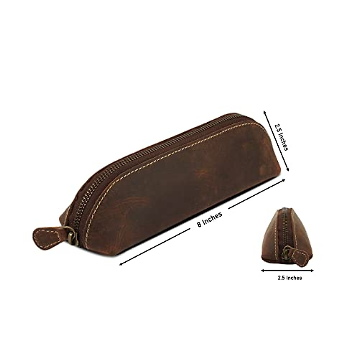 The Antiq: Pencil Pouch, Zipper Pencil Case, Leather Pencil Case, Pencil Bag Pouch With Zipper Pen Holders Handmade, Pen & Marker Case, Pencil Case for Artists & Professionals MRD-ZPC-004 0