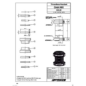 FSA Orbit MX 1-1/8Inches Threadless MTB Road Headset with Top Cap, Black, NO.20, XTE1504