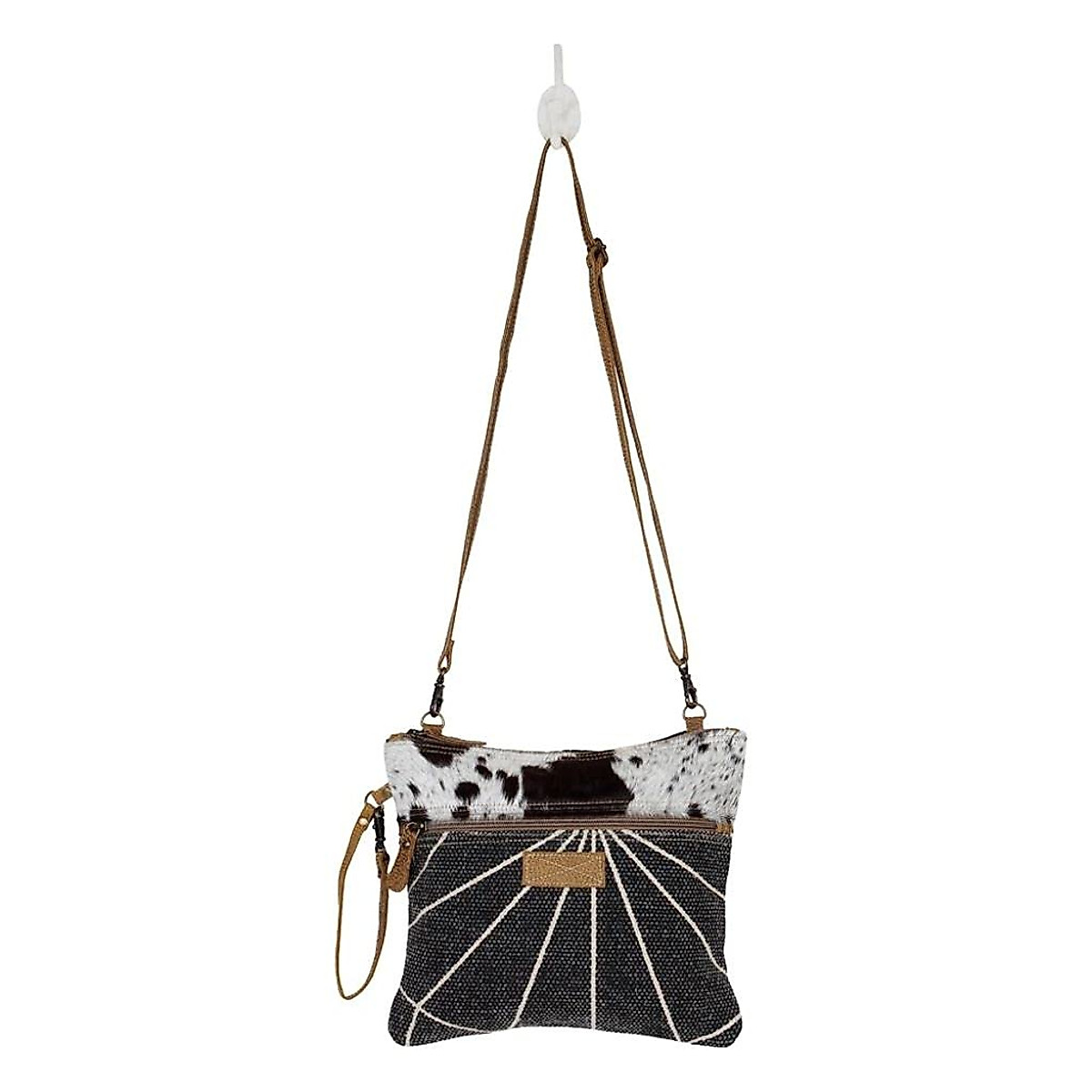 Myra Bag Artless Small & Cross Body Bag Upcycled Canvas, Rug, Leather & Cowhide S-2607