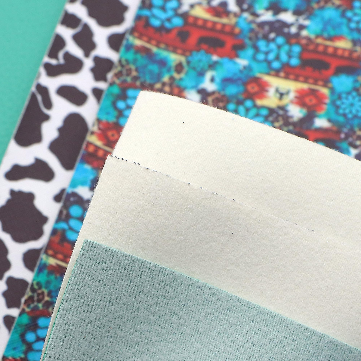 David accessories Cow Pattern Faux Leather Sheets Pattern Synthetic Leather Fabric Canvas Back 5 Pcs 7.7" x 12.9" (20 cm x 33cm) for DIY Earring Making Crafts (A)