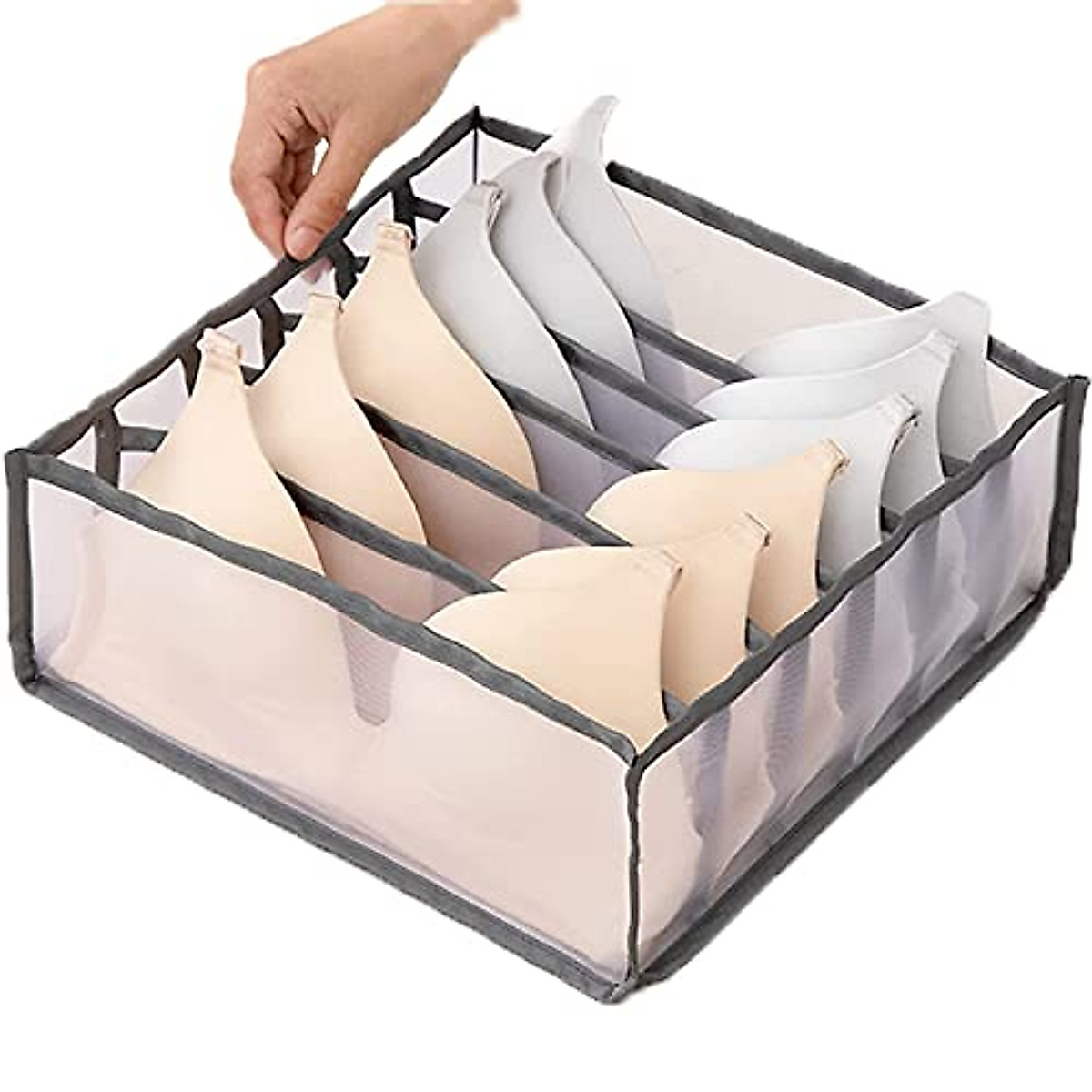 QRTU Washable Wardrobe Clothes Organizer, Jeans Compartment Storage Box,Foldable, Easy To Clean,Save Space Closet ?Drawer Organizer ,for Legging T-Shirt Underwear Socks. (Bra storage box)
