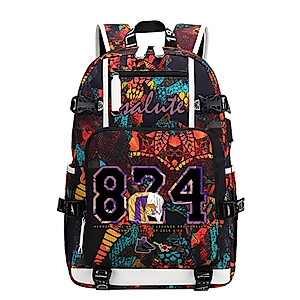 YUNZYUN Basketball Player Kobe Multifunction Backpack Travel Student Laptop Fans Bookbag For Men Women (Red - 3)