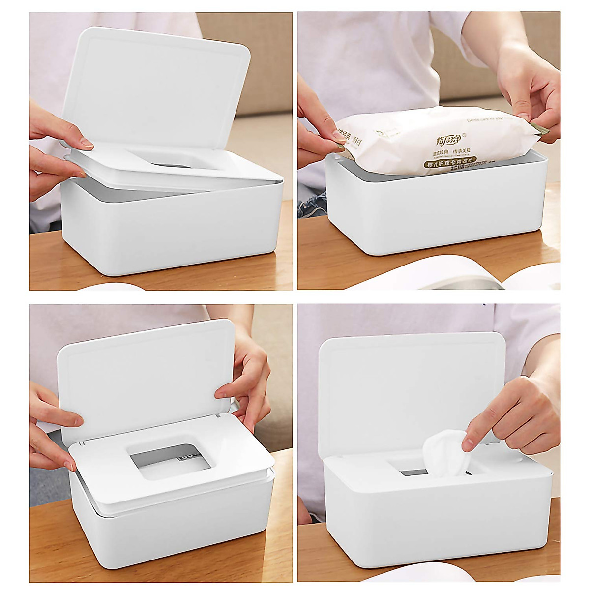 Ophobay Baby Wipes Dispenser, Baby Wipes Case Holder Keeps Diaper Wipes Fresh Non-Slip Wipe Container Three-Layer Seal Design