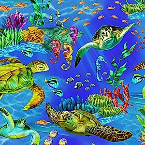 Quality Fabric Sea Turtles Australian Big Blue 100% Cotton 1/4 Yard (18x22)