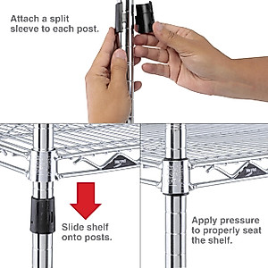 METRO 9985 Replacement Plastic Split Sleeves for Super Erecta Industrial Wire Shelving, Black, Pack of 4