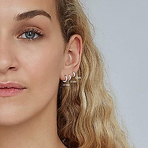 ChicSilver 925 Sterling Silver Small Hoop Earrings for Women White Gold Plated Silver Huggie Hoop Earrings Tiny Hypoallergenic Lightweight Cartilage Earring - 8MM