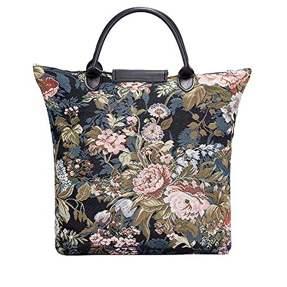 Signare Tapestry Foldable Tote Bag Reusable Shopping Bag Grocery Bag with Floral Peony Design (FDAW-PEO)