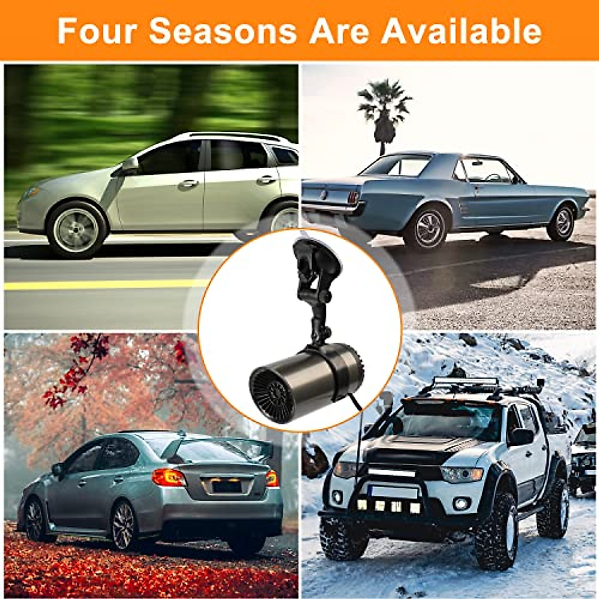 Car Heater, Portable Car Heater 12V 150W Windshield Defogger and Defroster, 2 in1 Fast Car Heater Defroster, Plug in Automobile Windscreen Fan with Suction Holder for All Cars