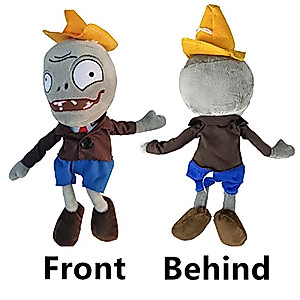 JHESAO 12" PVZ Plush Conehead Zombies Brown Coat Toys PVZ 1 2 Stuffed Soft Doll Roadblock Conehead Zombie New