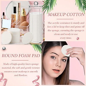 Dandat 20 Pcs Round Makeup Sponge with Acrylic Container Compact Powder Puff Cosmetic Sponge Round Foam Pad Beauty Face Makeup Foundation Powder Blender for Wet and Dry Dual Use(White)