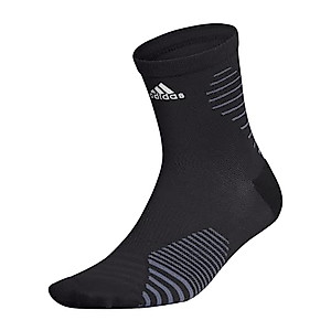 adidas Running Mid-Crew Socks (1-Pair), Black/Onix Grey/Silver Reflective, Medium