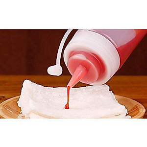 VASANA 3PCS 12oz/360ML Empty Refill Plastic Squeeze Sauce Condiment Bottles Mustard Storage Jar Pot Ketchup Vinegar Cream Honey Salad Dressing Bottle with Twist on Cap Lids for Home Kitchen Use