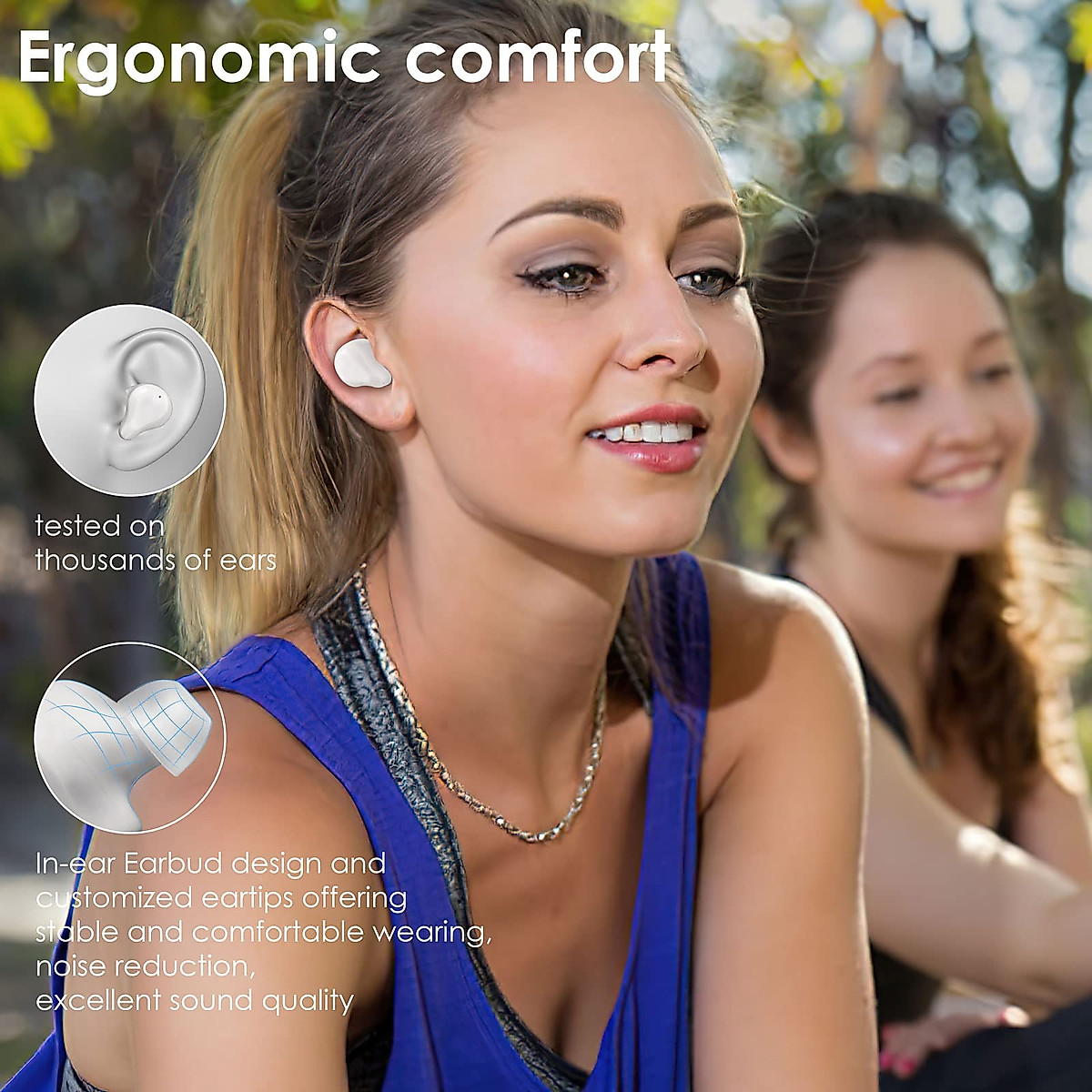 AKSONIC True Wireless Earbuds Bluetooth 5.2 aptX Armatrured Dynamic Speaker Touch Control Deep Bass in Ear w/Mic CVC8.0 Noise Cancelling Headphone USB C Fast Charging
