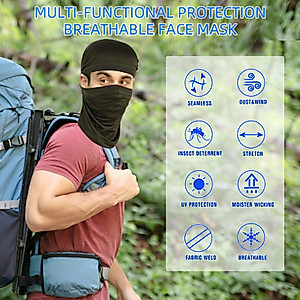 AZORINA 4 Pack Neck Gaiter Face Mask Scarf Masks Bandanas Breathable Outdoor Headwear Balaclavas Cover for Men Women (Black&Blue&Navy&Army Green)