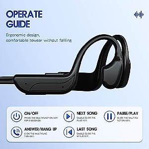 Peakidom Bone Conduction Headphones, Open Ear Headphones Wireless Bluetooth, Waterproof and Sweatproof, Suitable for Running, Fitness, Cycling, Driving, Etc.